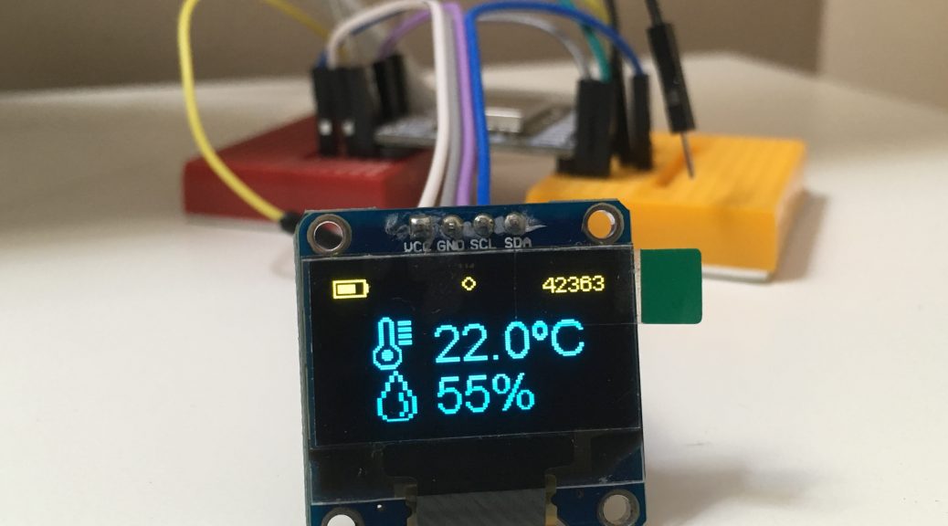 0 96 I2C OLED Screen Showing DHT22 Sensor Values Over ESP8266 12 F